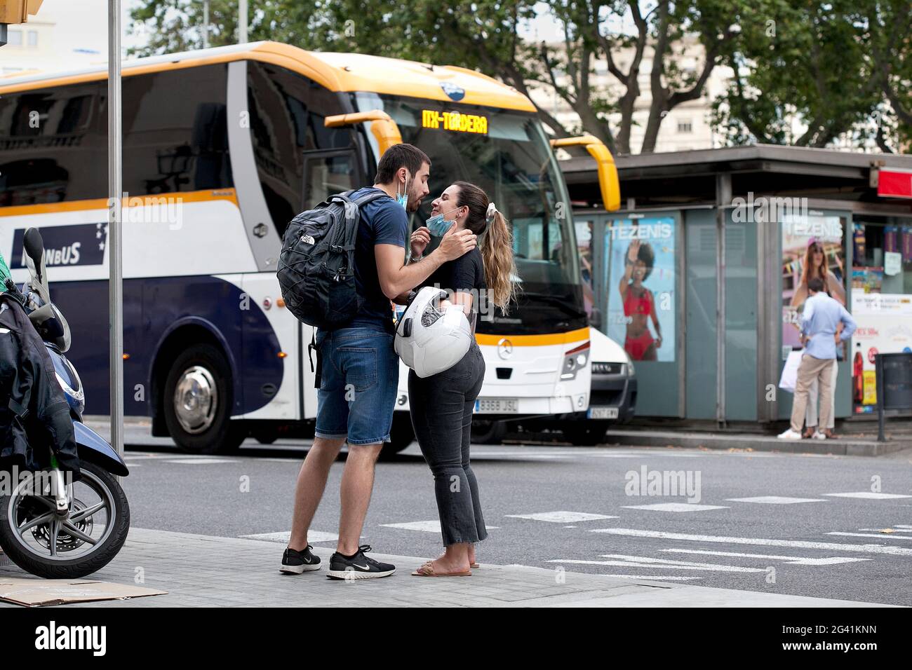 Young man saying goodbye to his girlfriend Stock Photo - Alamy
