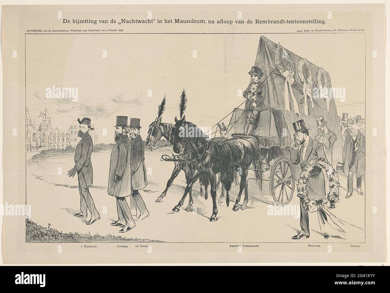 Cartoon on the return of Rembrandts Night watch to the Rijksmuseum ...