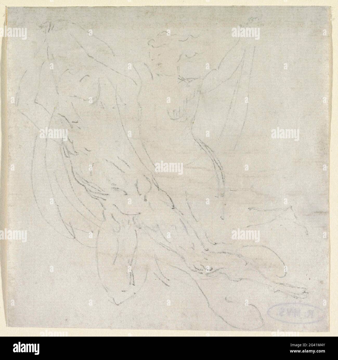 Woman and Sater. Sketch of a Sater and a woman with their arms up Stock ...