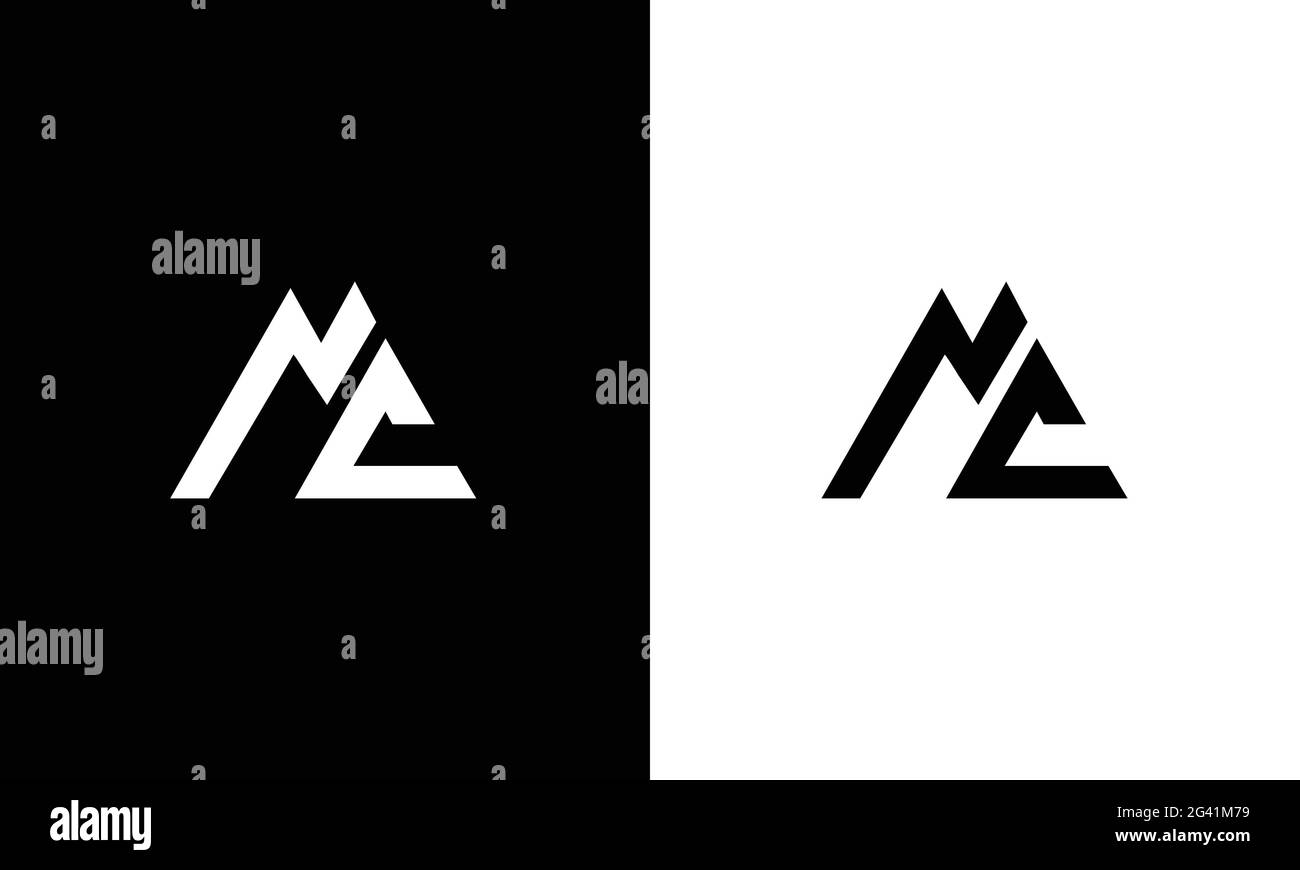Creative trendy stylish black and white color MC initial based letter ...
