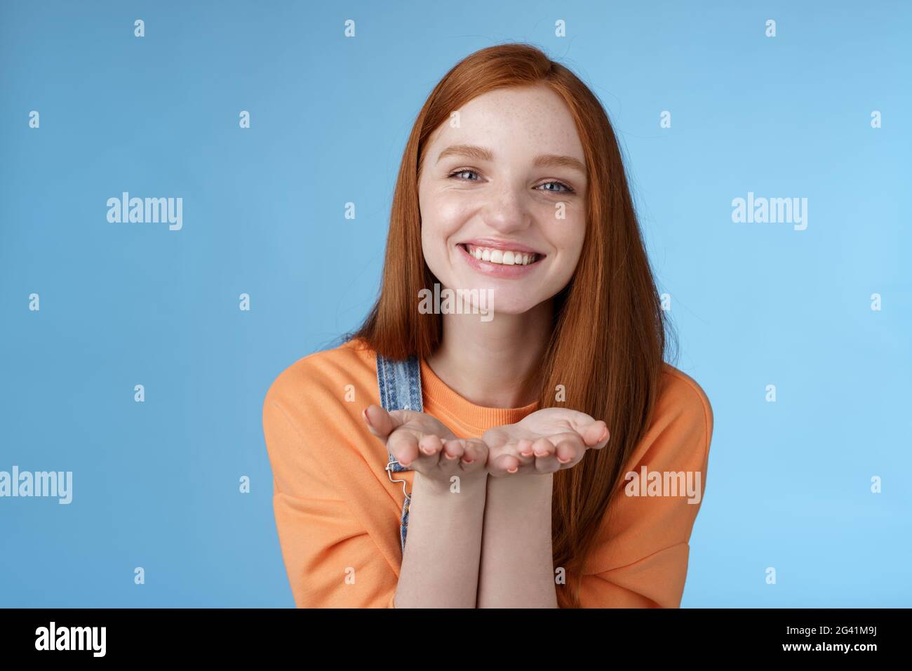 Cute Tender Kind Young Ginger Girl Giving All Love You Hold Something