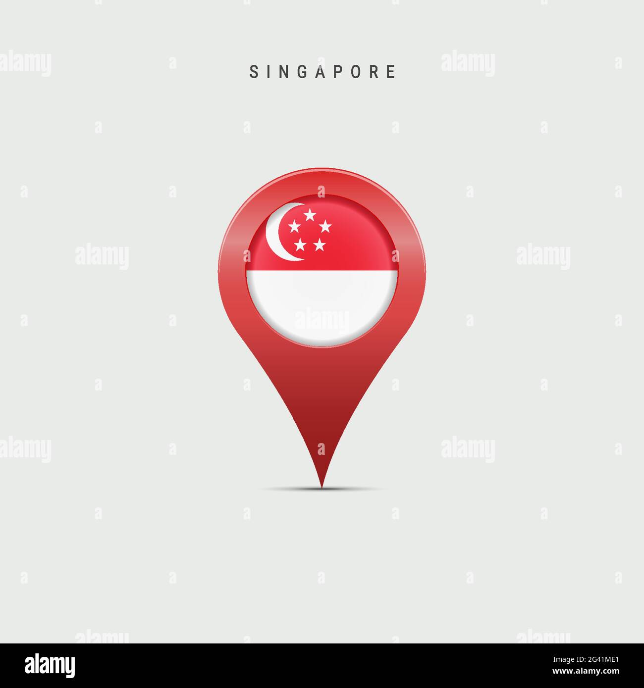 Teardrop map marker with flag of Singapore. Singaporean flag inserted ...
