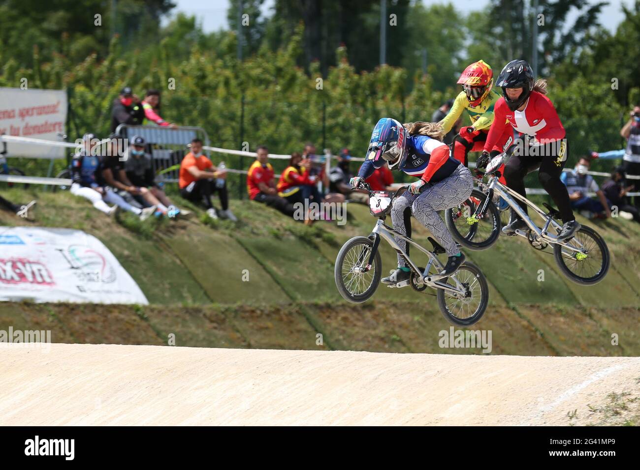Axelle ETIENNE of France (3) competes in the UCI BMX Supercross World ...