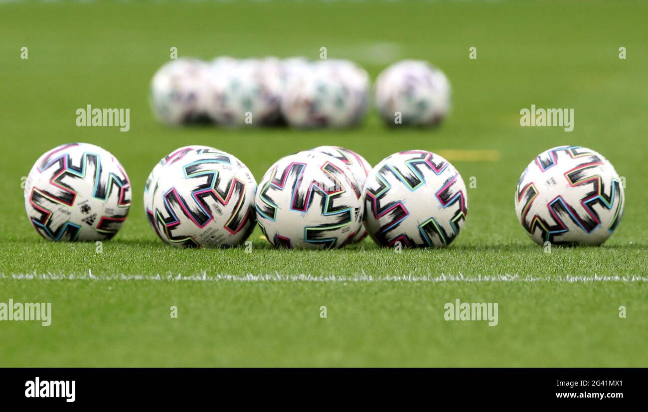 A general view of the UEFA Euro 2020 match ball during the UEFA Euro ...