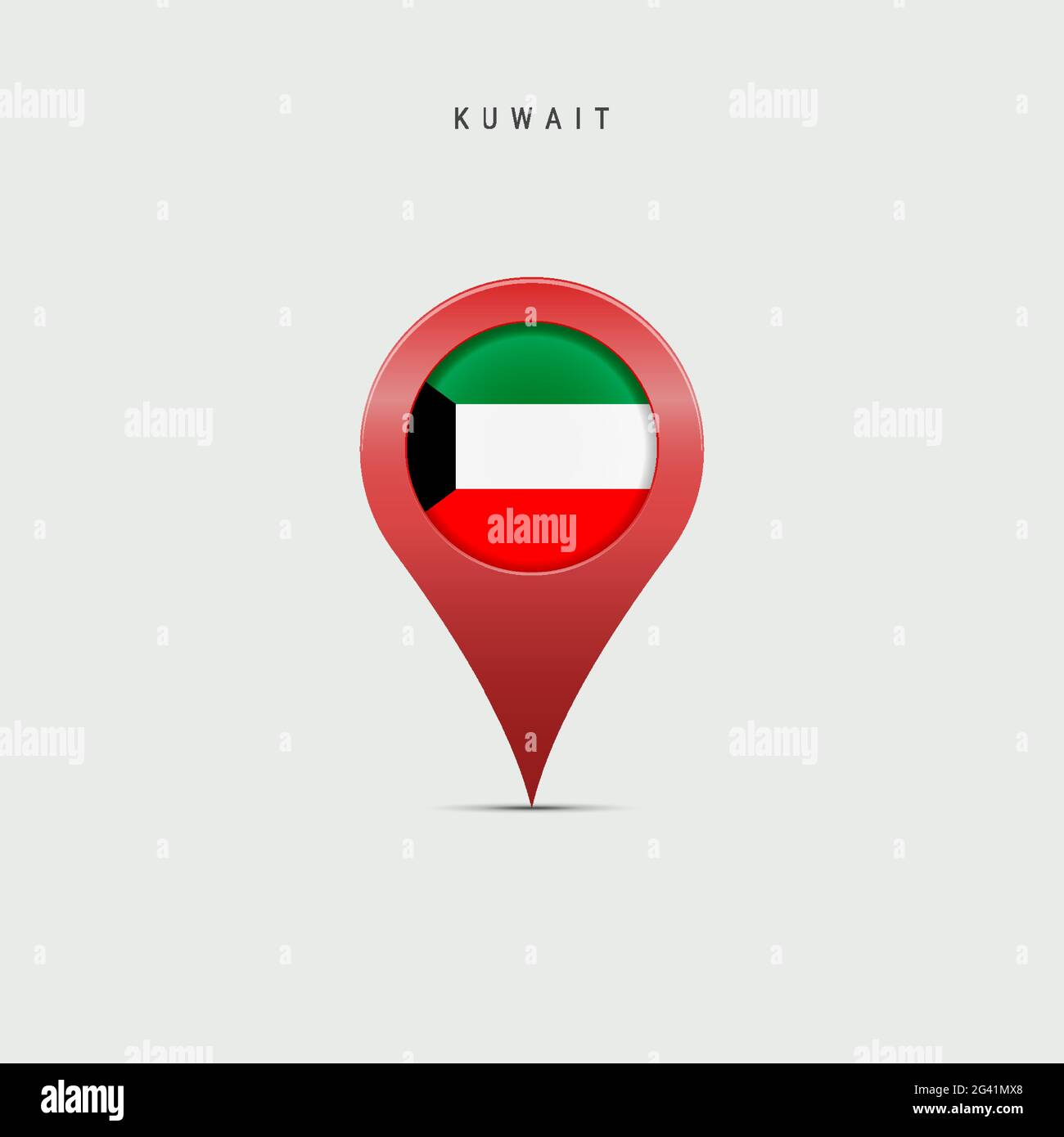 Teardrop map marker with flag of Kuwait. Kuwaiti flag inserted in the ...