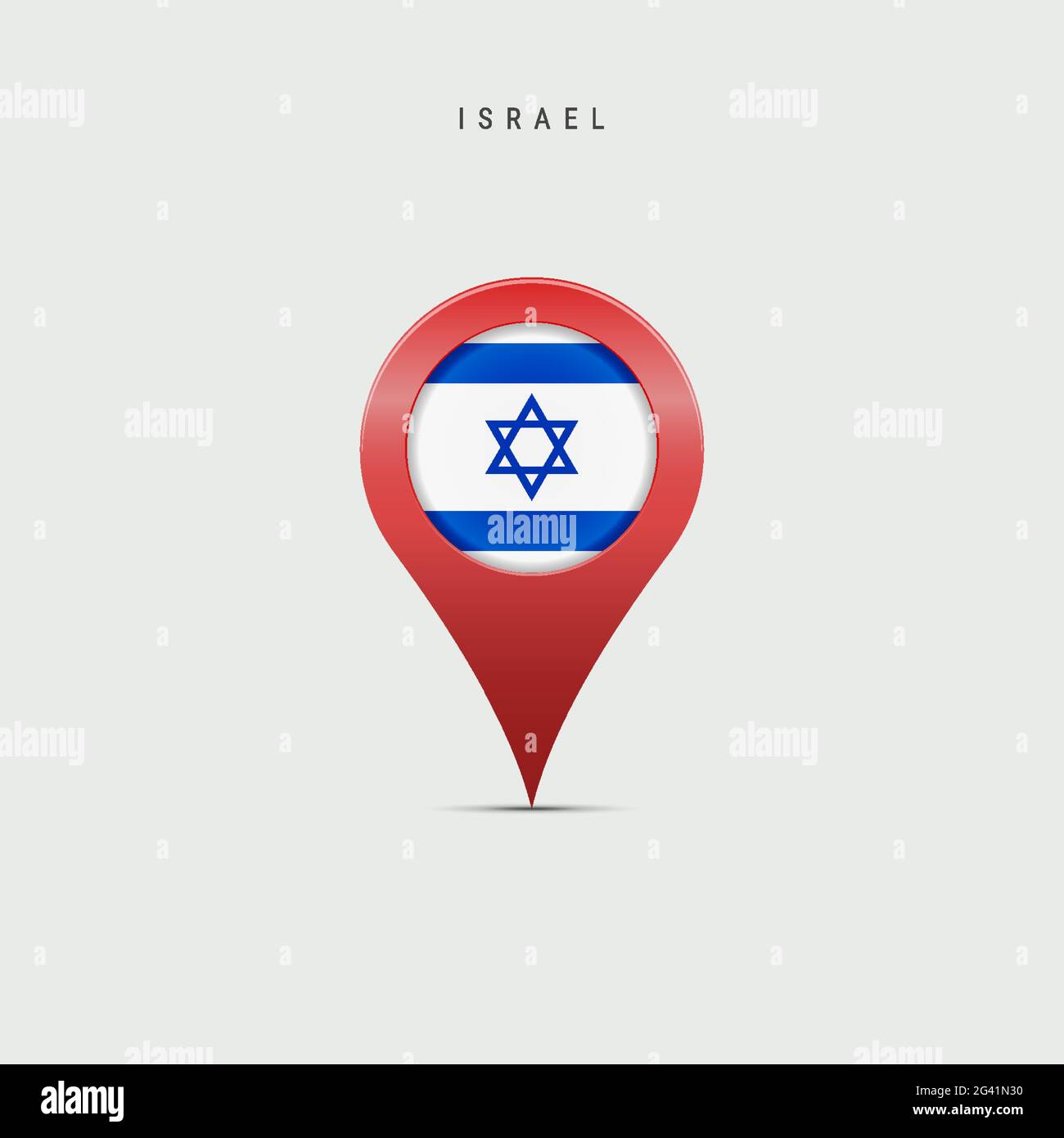Teardrop map marker with flag of Israel. Israeli flag inserted in the ...