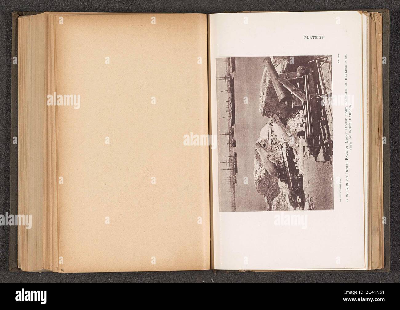 Cannons on a fort in Alexandria, with a view of an inner port; 8 In ...