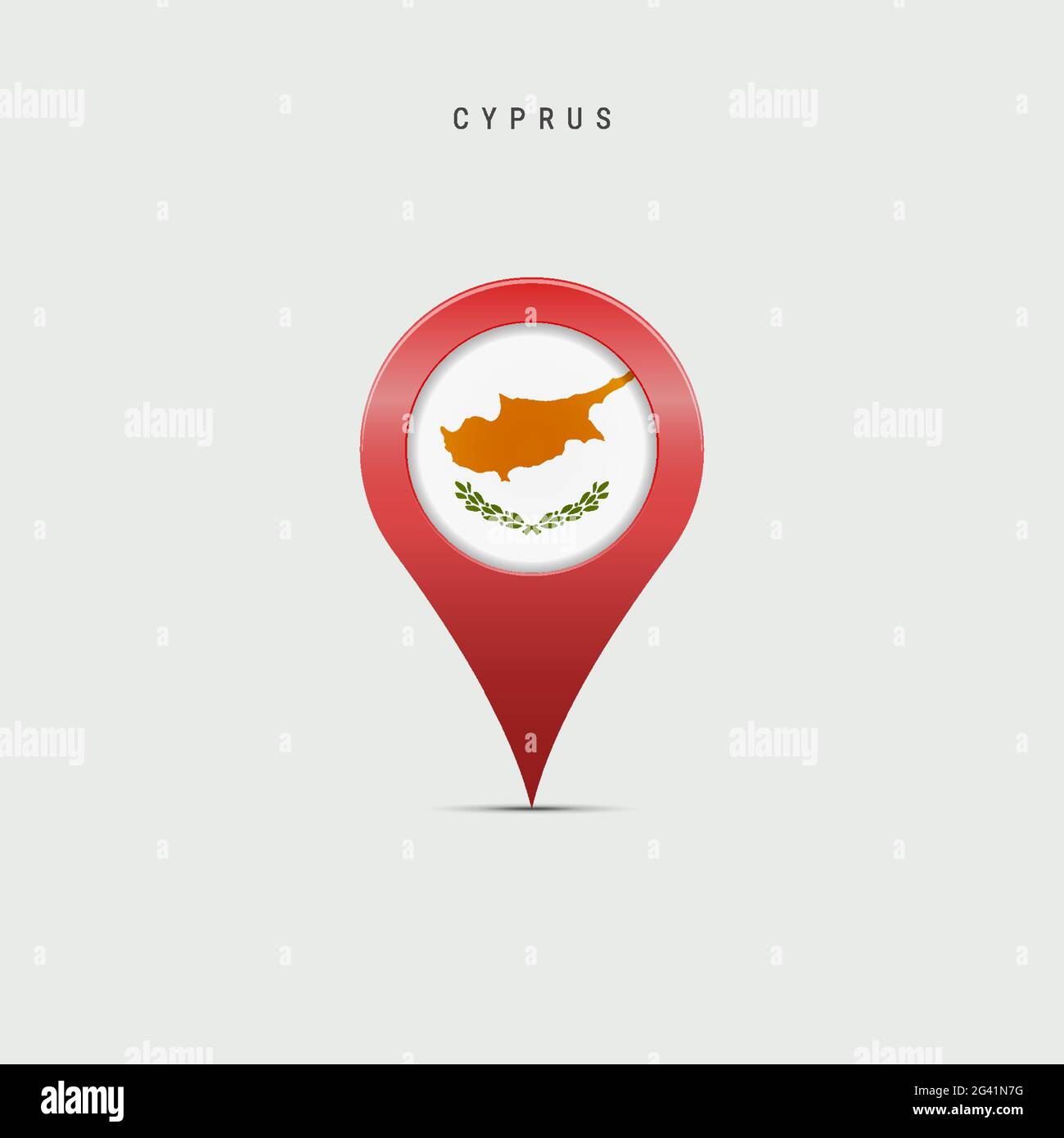Teardrop map marker with flag of Cyprus. Cypriot flag inserted in the location map pin. Vector ...