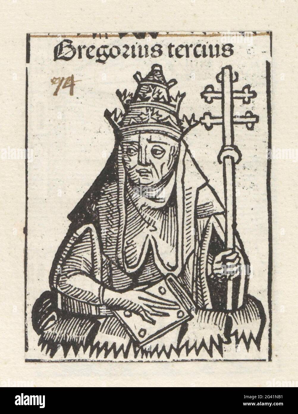 Pope Gregory III; Gregory Tercius; Liber chronicarum. A flower celk ...