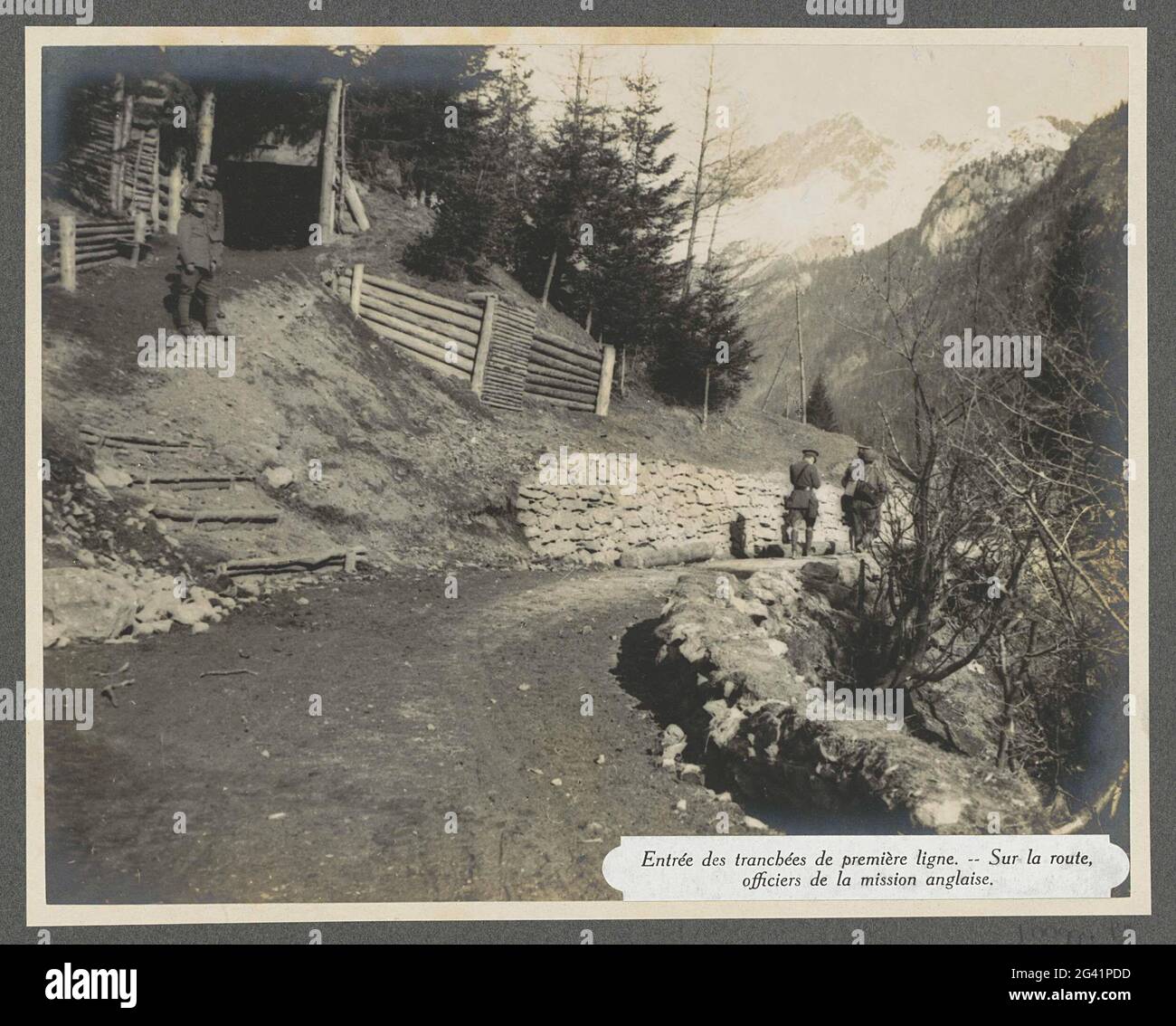 Entrance to trenches at a road in the Dolomites; Entré de Tranchées the ...