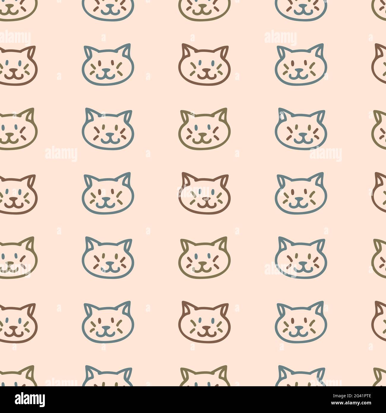 Seamless background pet cat gender neutral pattern. Whimsical minimal ...
