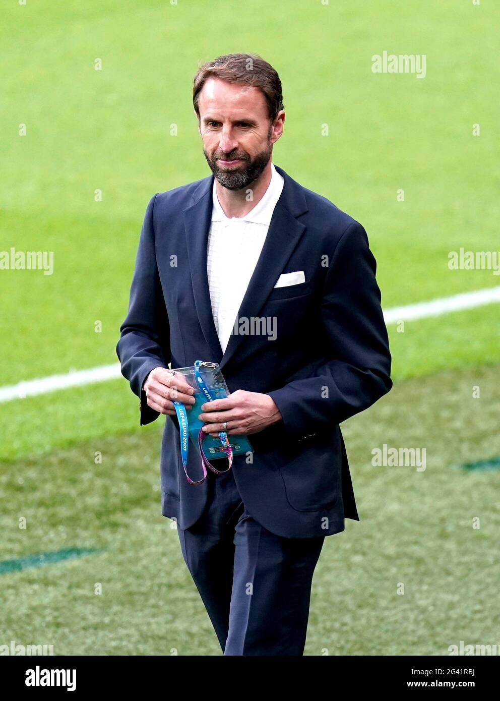 England manager Gareth Southgate on the pitch ahead of the UEFA Euro ...