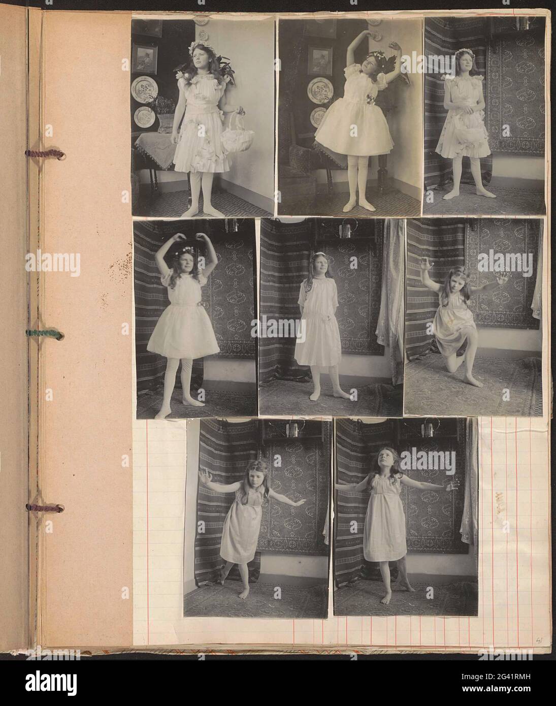 Portraits of unknown people. Album leaf with portraits of a dancing ...