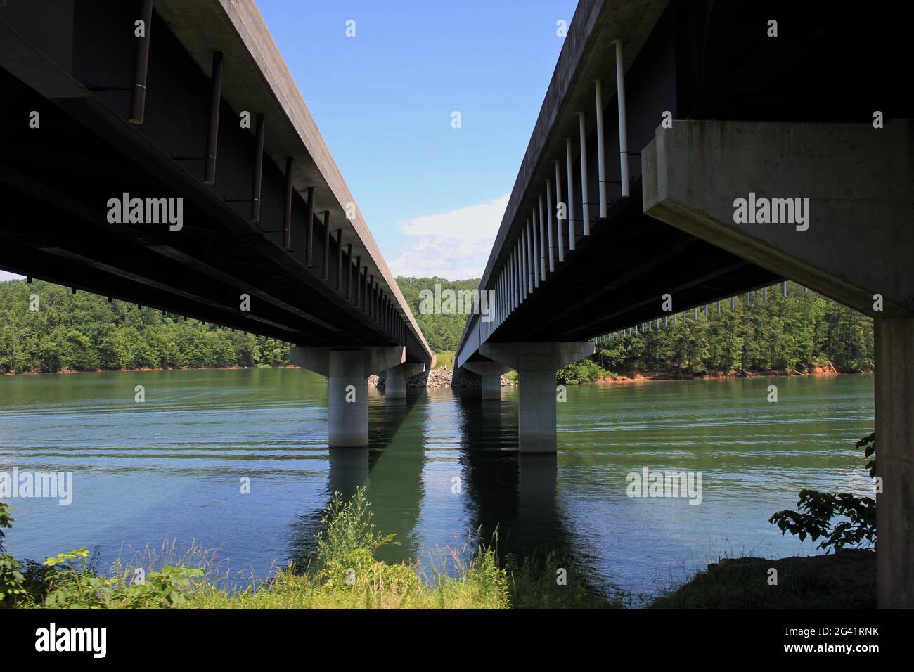 Two railway bridges over the river Stock Photo - Alamy