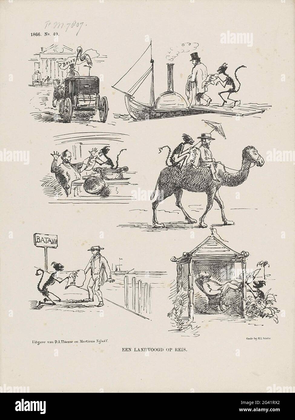 Cartoon on Governor General Mijer, 1866; A governor on a journey ...