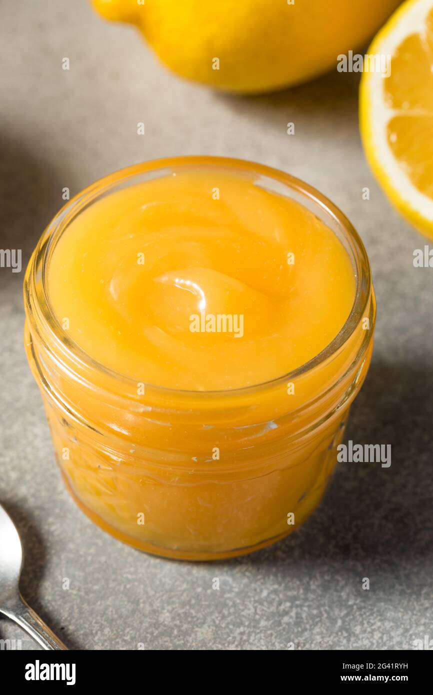 Homemade Sweet Organic Lemon Curd in a Jar Stock Photo - Alamy