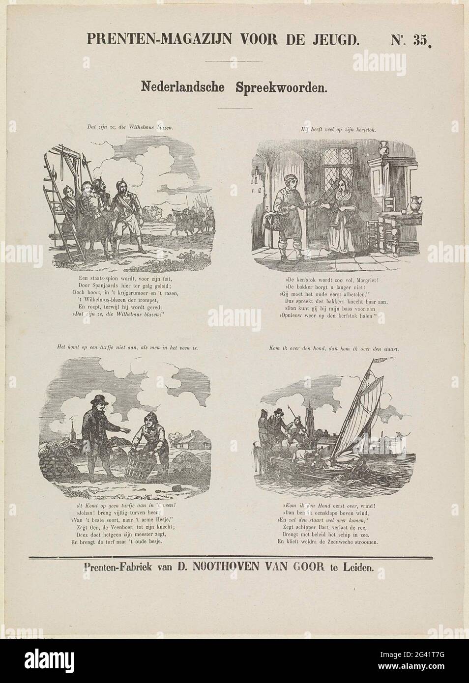 Proverbs; Print warehouse for the youth; Dutch proverbs. Leaf with 4 ...