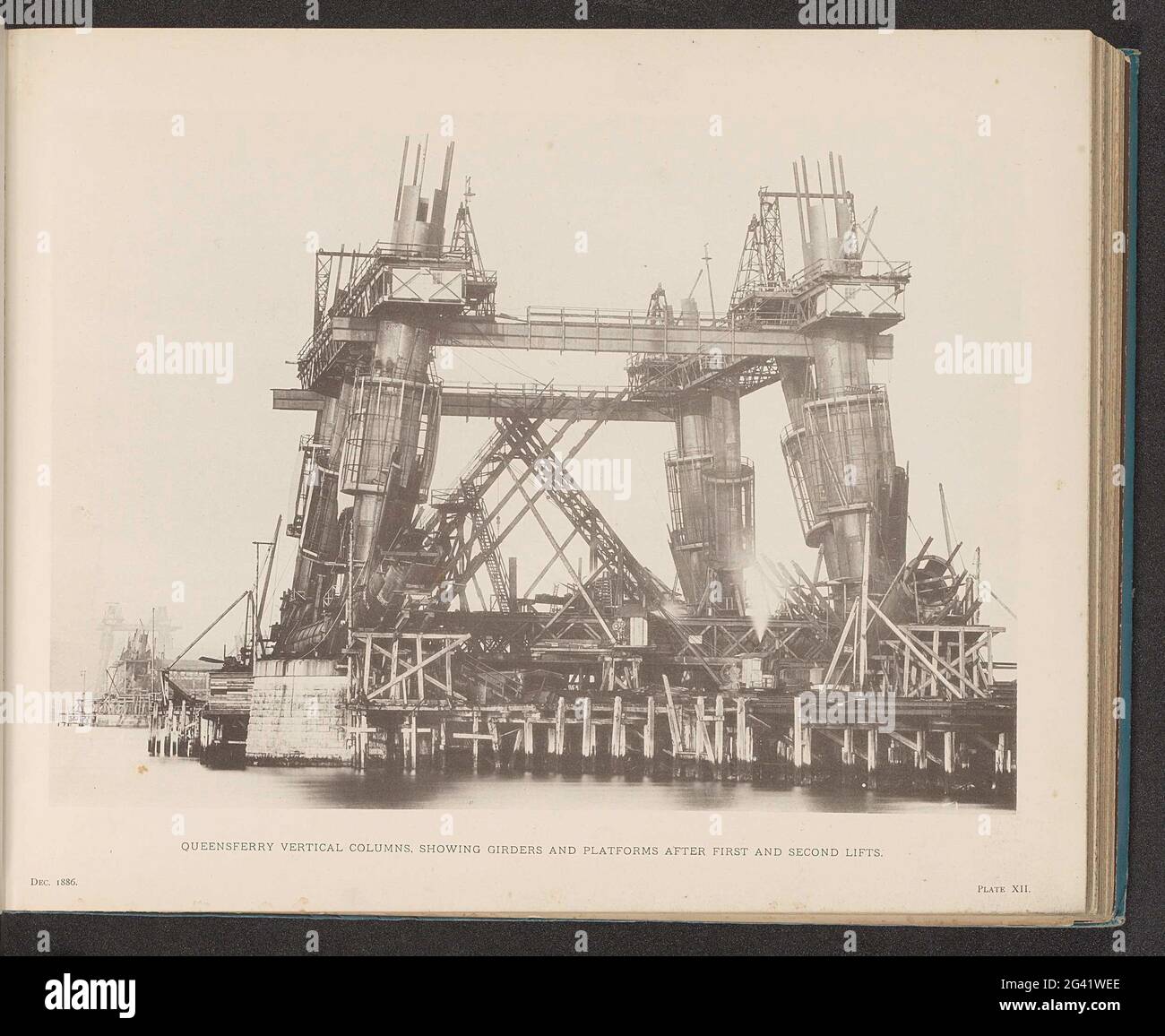Queensferry vertical columns, showing girders and platforms after first ...