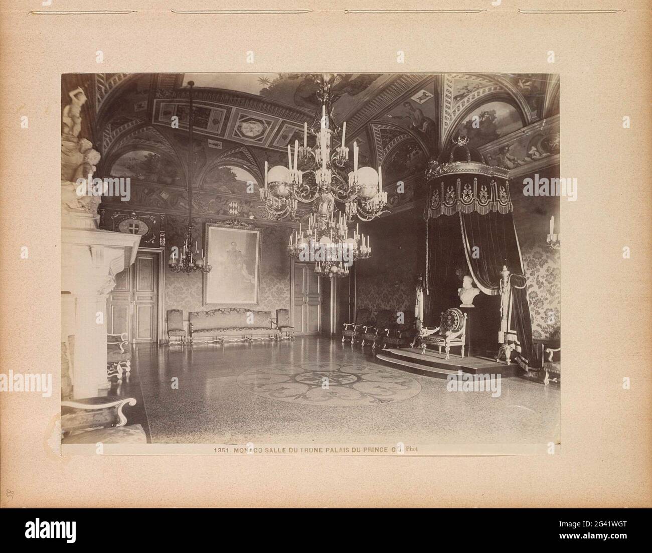 Interior of the throne hall in the Monaco's Palace; Monaco Salle du ...