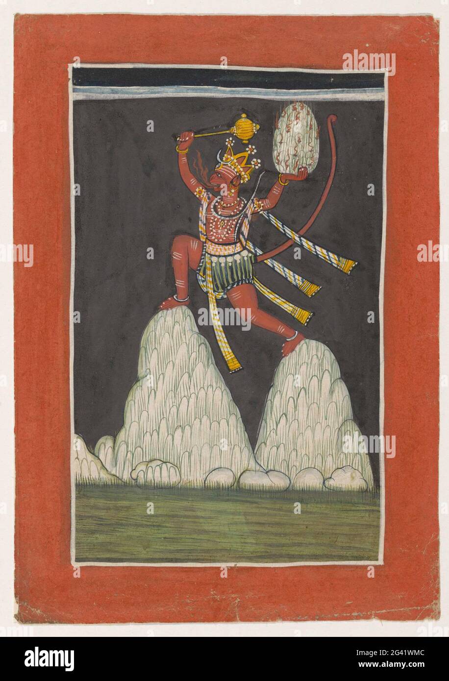 Hanuman jumps on mountain peaks. The semi-god, monkey Hanuman jumps ...