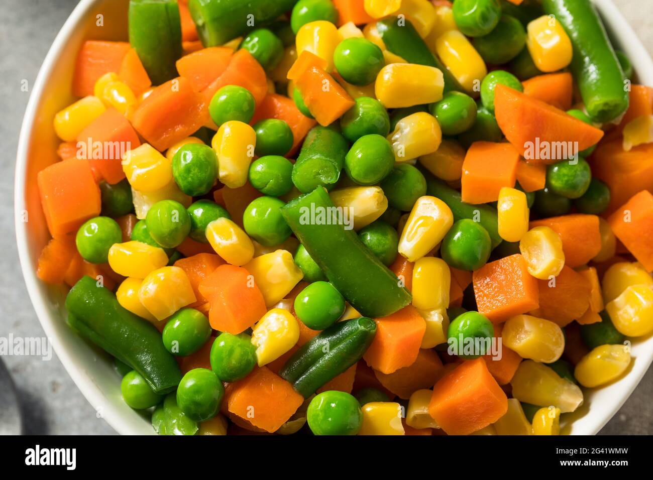 Healthy Steamed Mixed Vegetables with Peas Corns and Carrots Stock ...