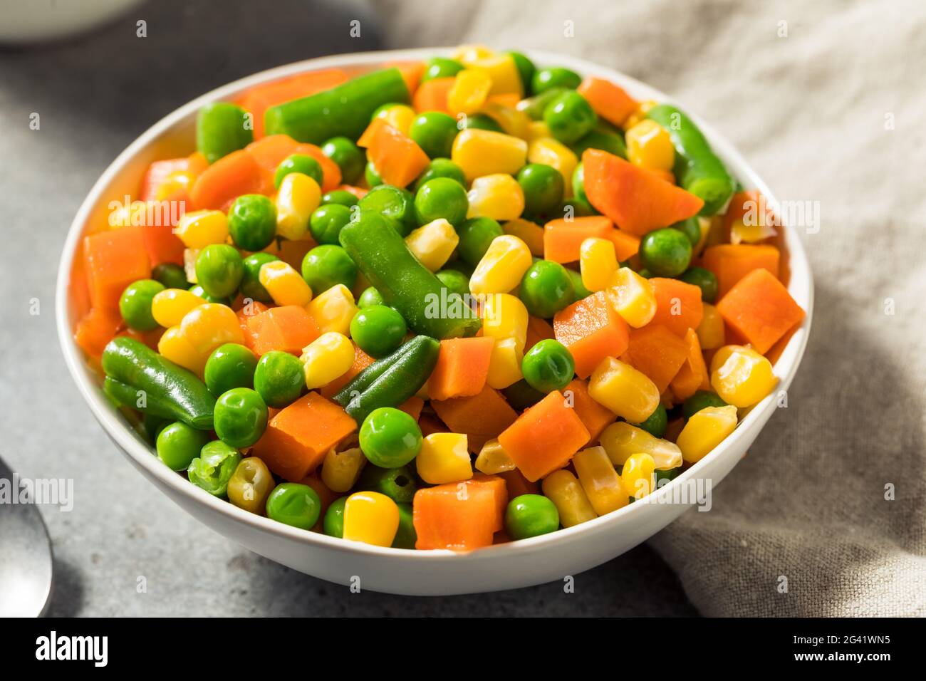 Healthy Steamed Mixed Vegetables with Peas Corns and Carrots Stock ...