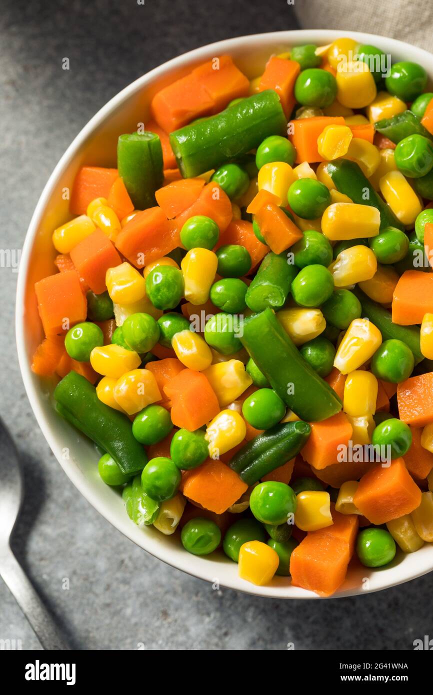 Healthy Steamed Mixed Vegetables with Peas Corns and Carrots Stock ...