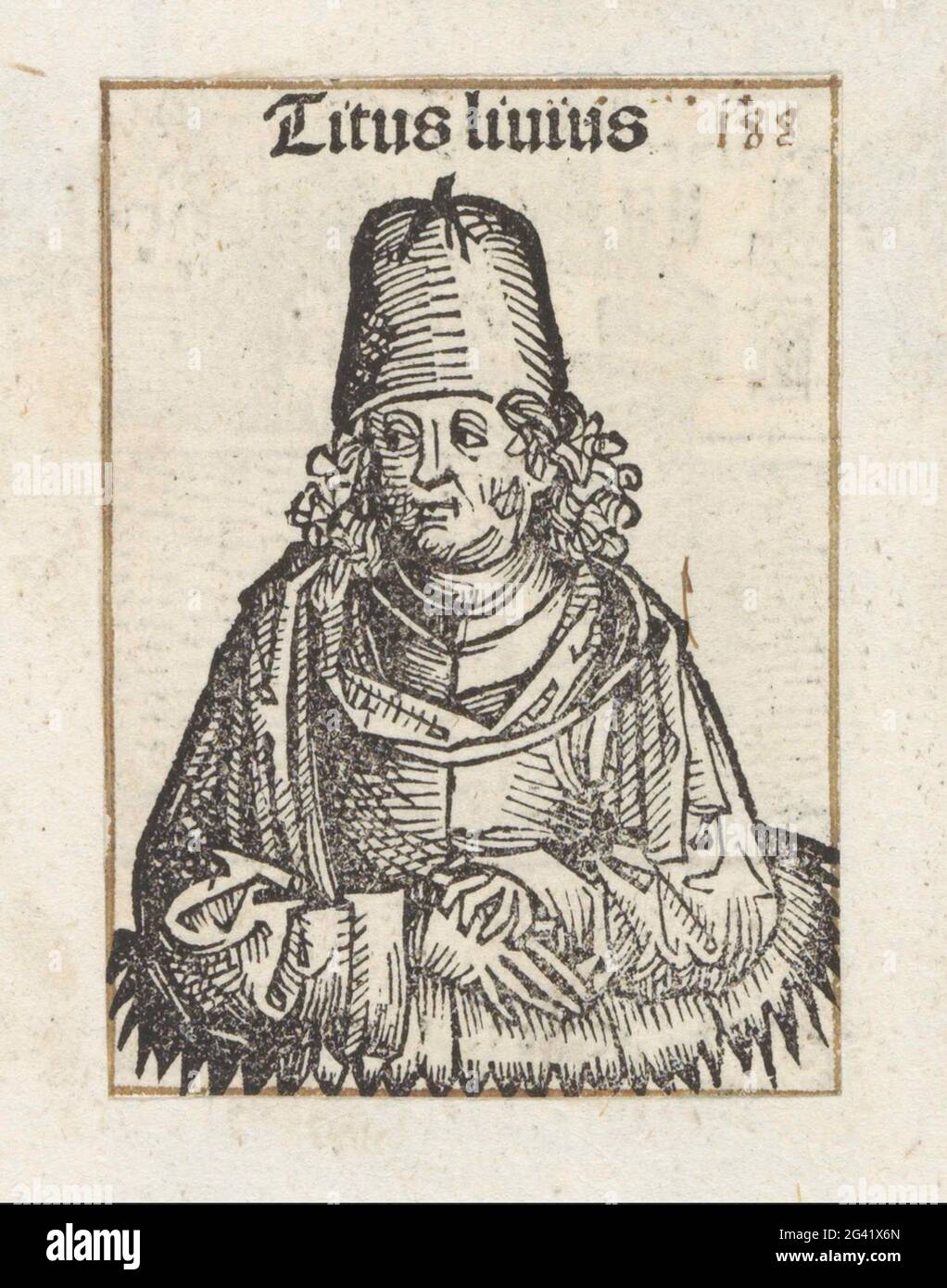 Titus Livius; Liber chronicarum. A flower celk with a man. He is ...
