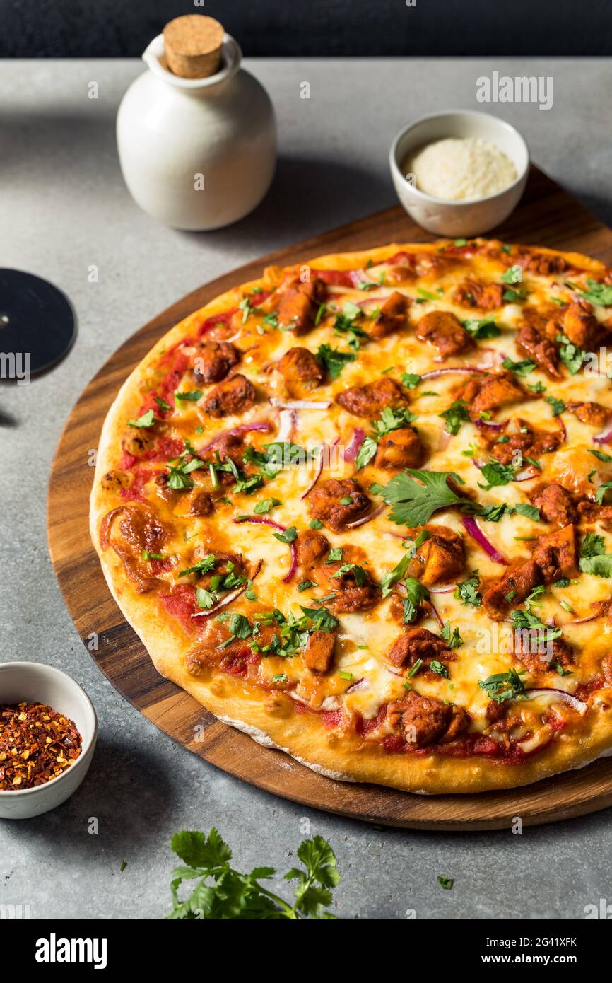 Homemade Indian Chicken Tikka Masala PIzza with Onions and Cilantro ...