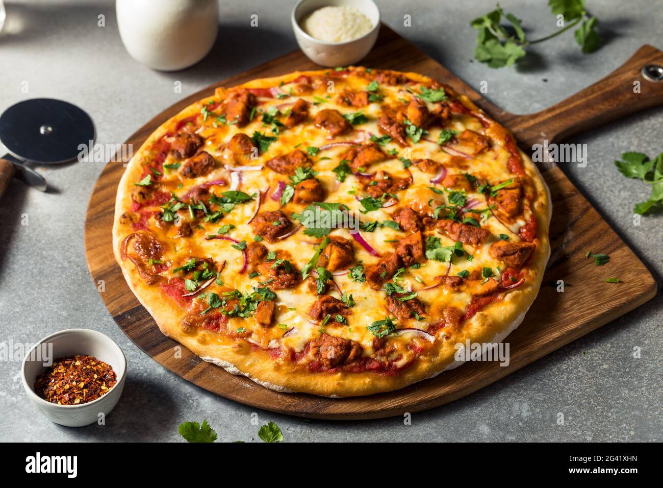 Homemade Indian Chicken Tikka Masala PIzza with Onions and Cilantro ...