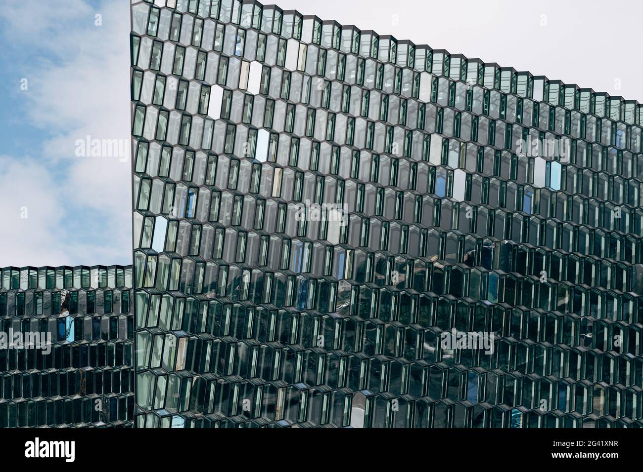 Reykjavik, Iceland - 02 may 2019: Close-up Icelandic Opera Harpa ...