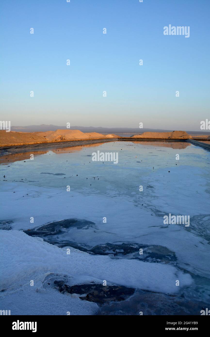 Ethiopia; Afar region; Danakil Desert; Salt pans at Afrera Lake; Water ...