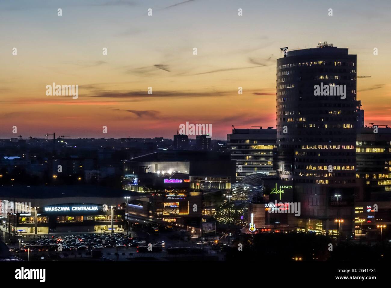 Warsaw sunset aerial hi-res stock photography and images - Alamy