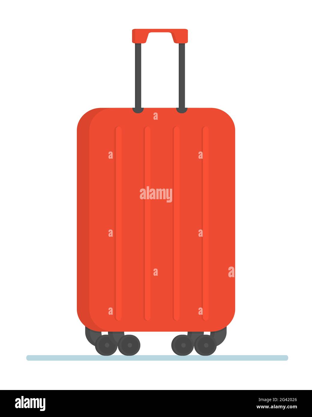 Red travelling baggage suitcase. Flat design style modern vector illustration icons of travel by ...