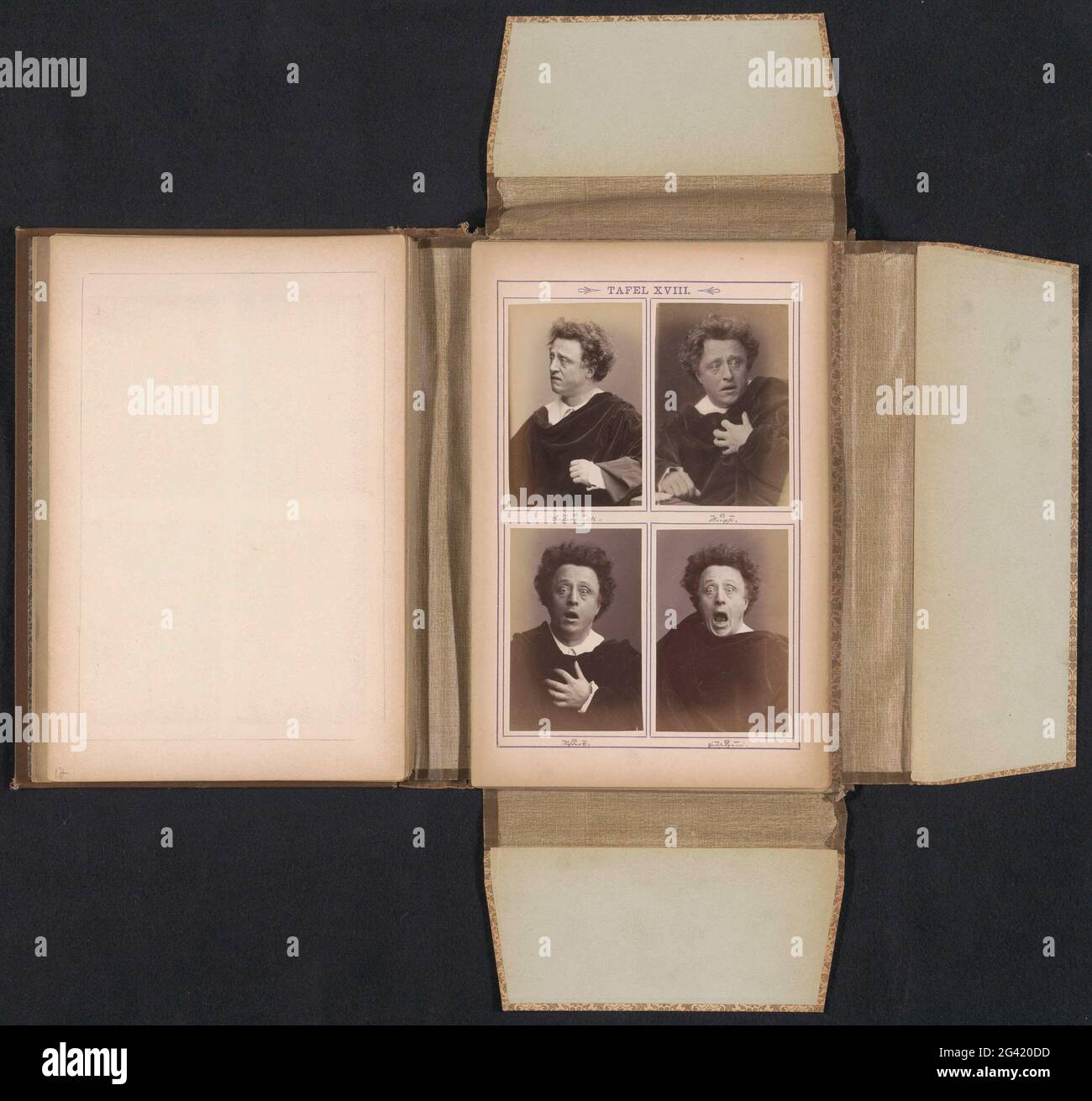 Four portraits of a man with facial expressions of concerns, fear ...