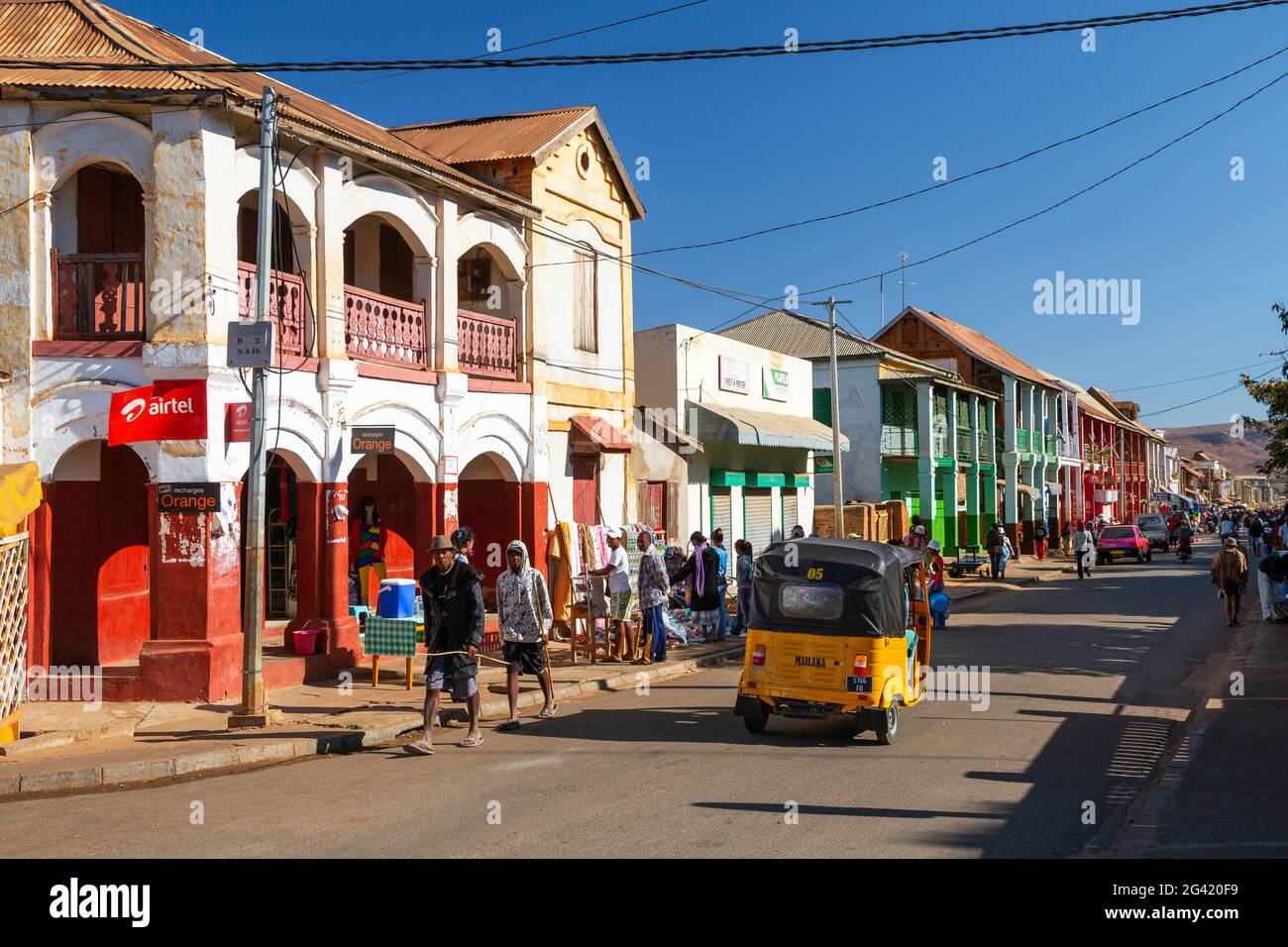 Busy street scene in the city of Ihosy, Bara tribe, Ihorombe region ...