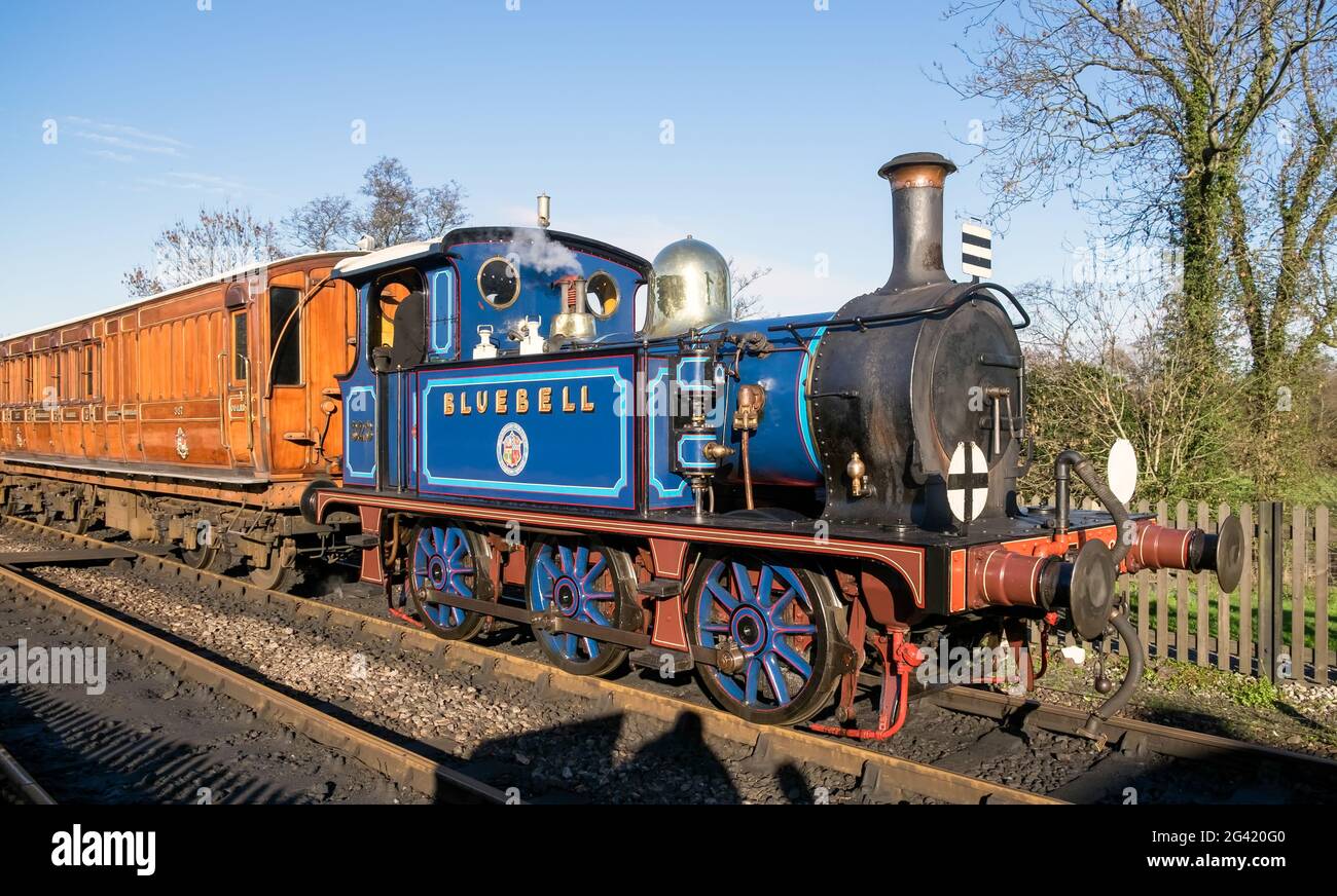 Bluebell Steam Train approaching Sheffield Park Station Stock Photo - Alamy