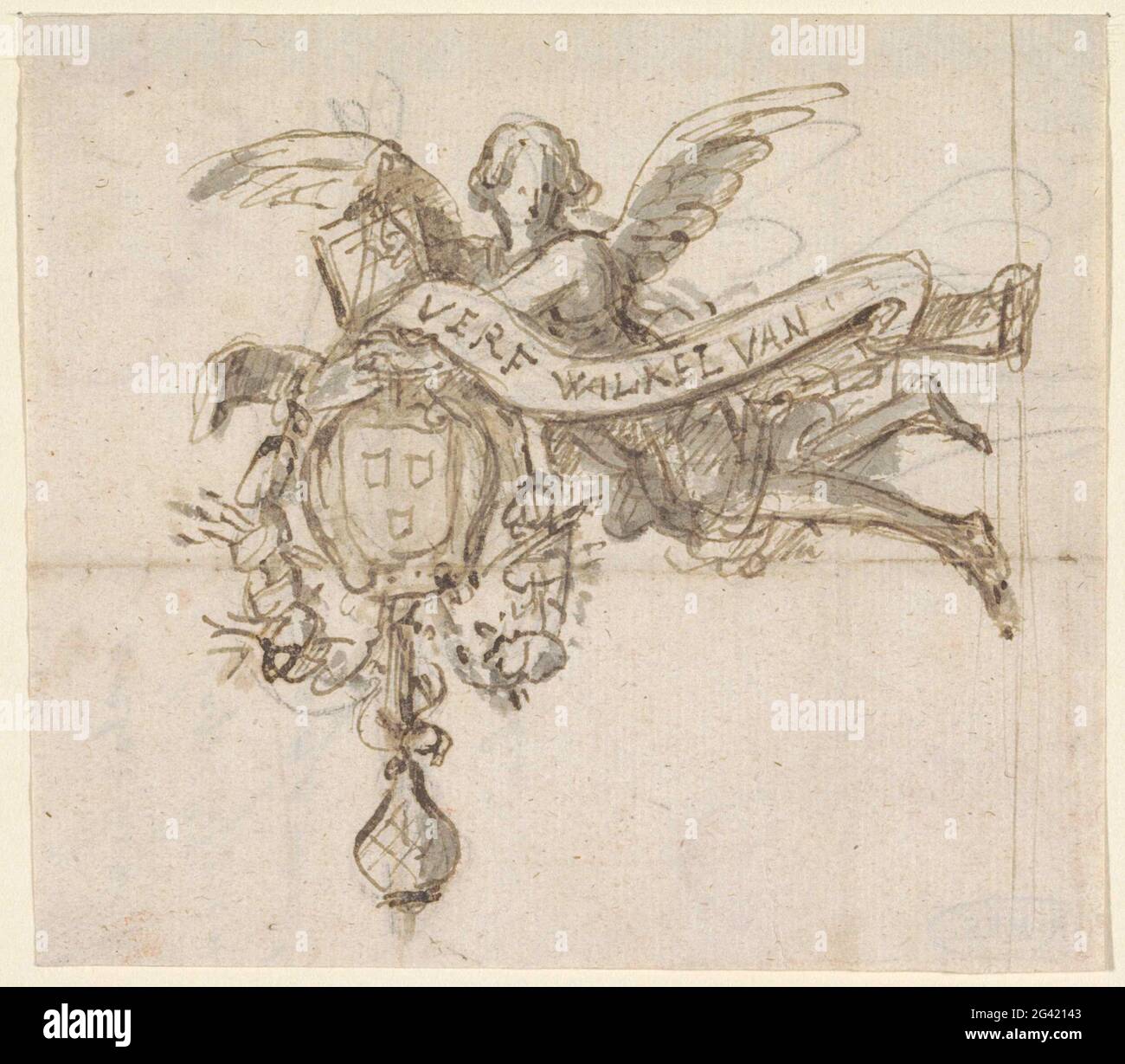 Signboard paint shop. Design for a signboard for a paint shop. An angel ...