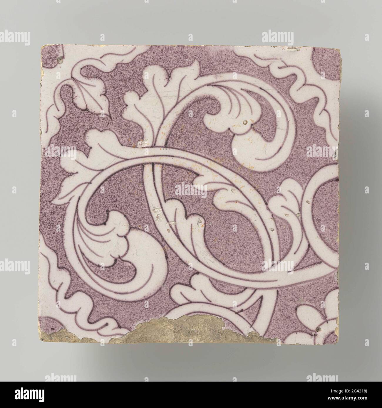 Tile with Volutes. Tile with volutes of leaf refinters in purple ...