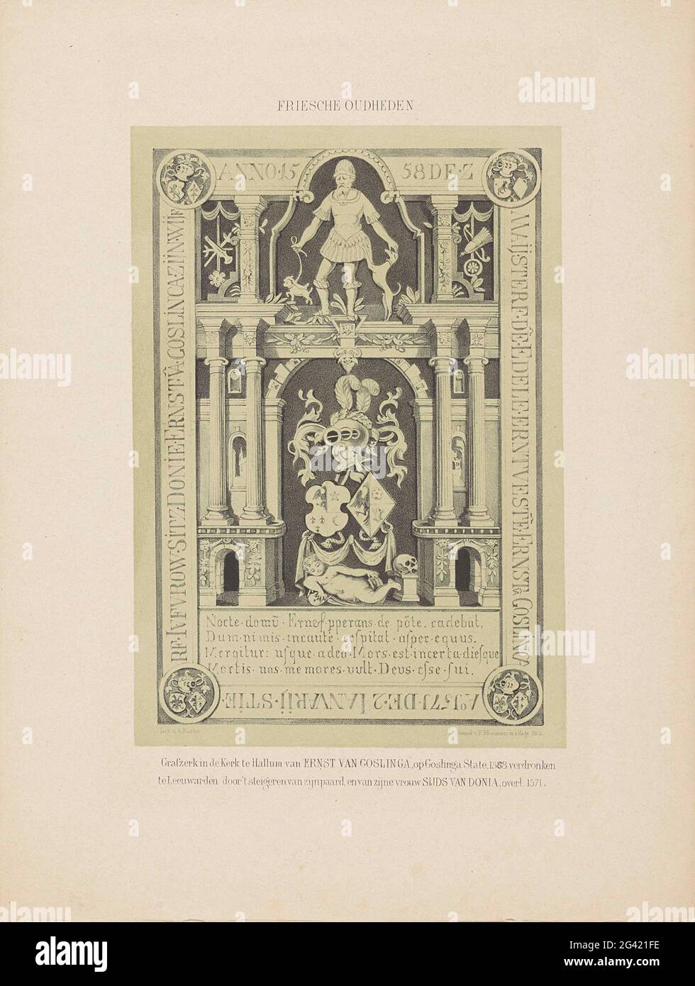 Gravestone in the church of Hallum; Gravestone in the church in Hallum ...