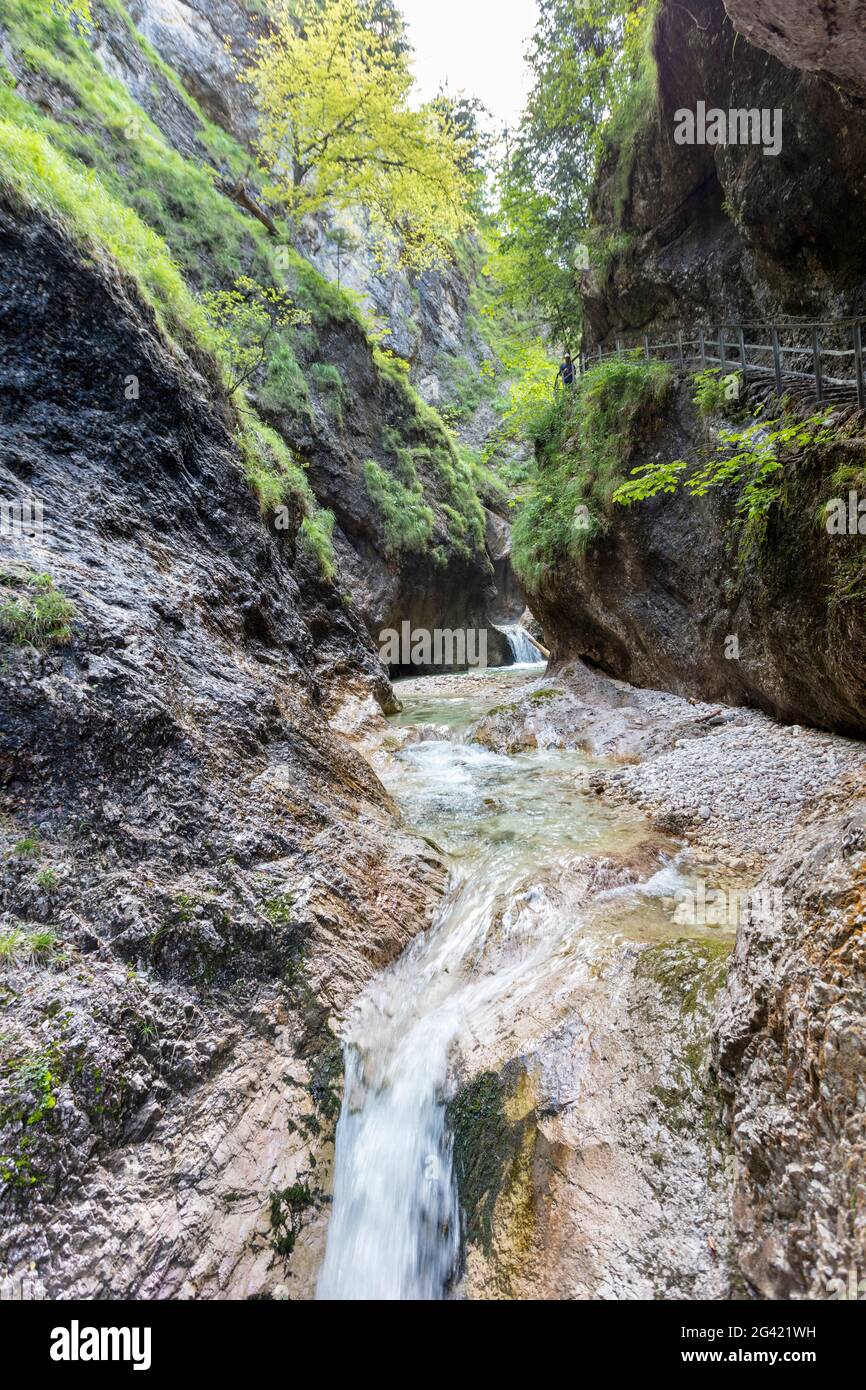 Waterfall in the Almbachklamm in the Berchtesgaden Alps, Bavaria ...