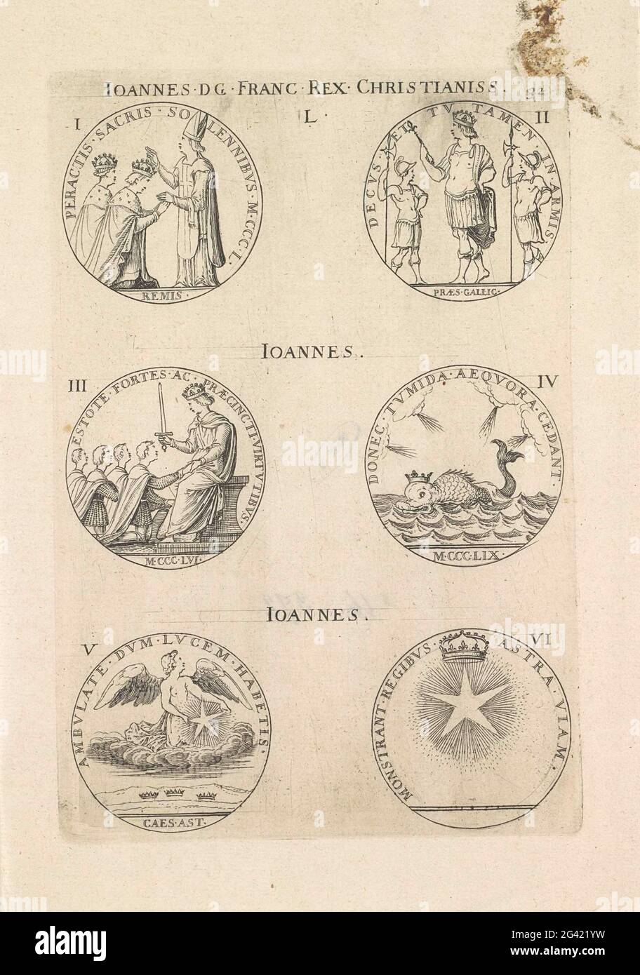 Six tokens of a French king. Six numbered tokens of a French king ...