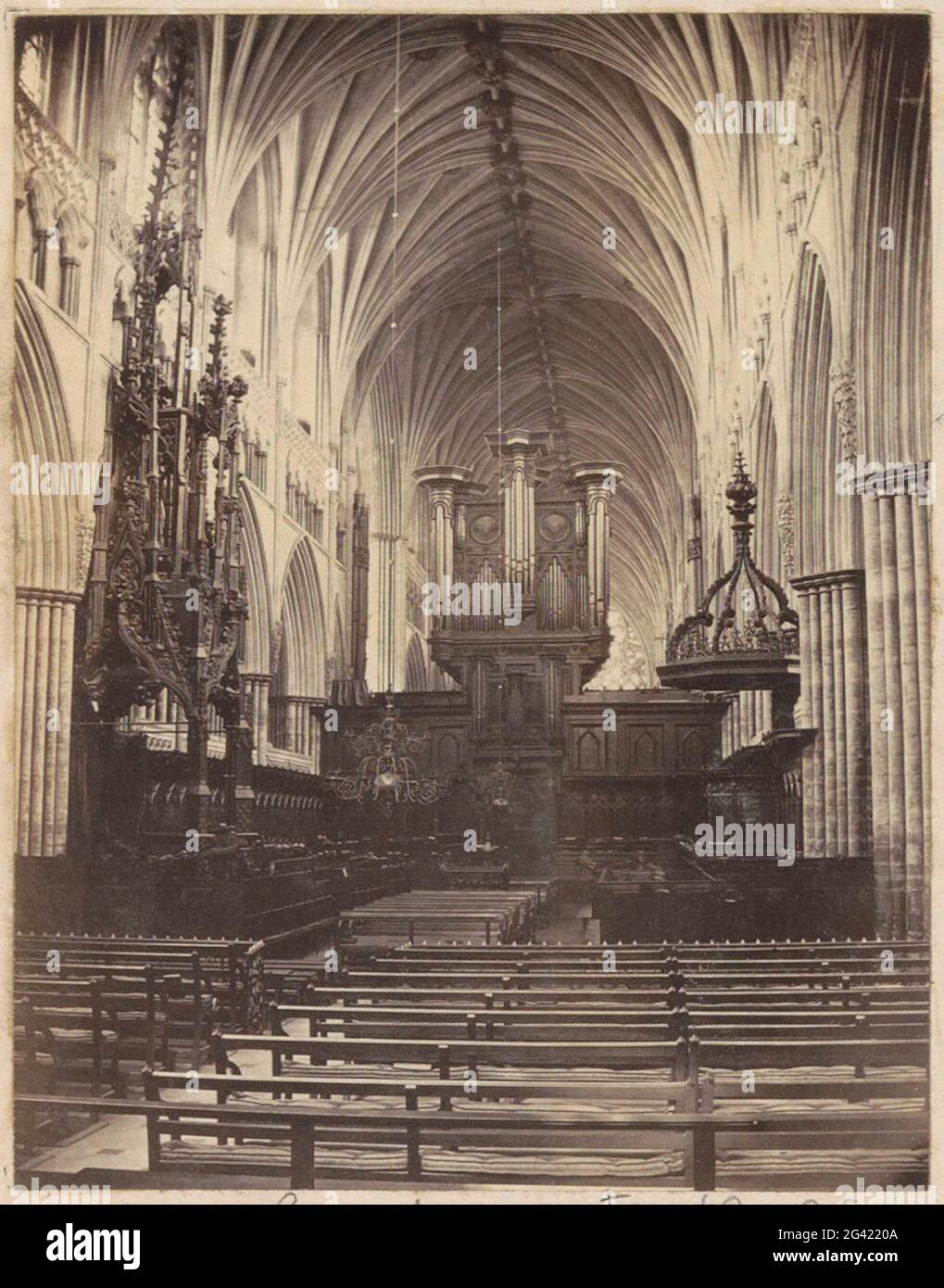 Interior of the Exeter Cathedral. Part of album with pictures of sights ...