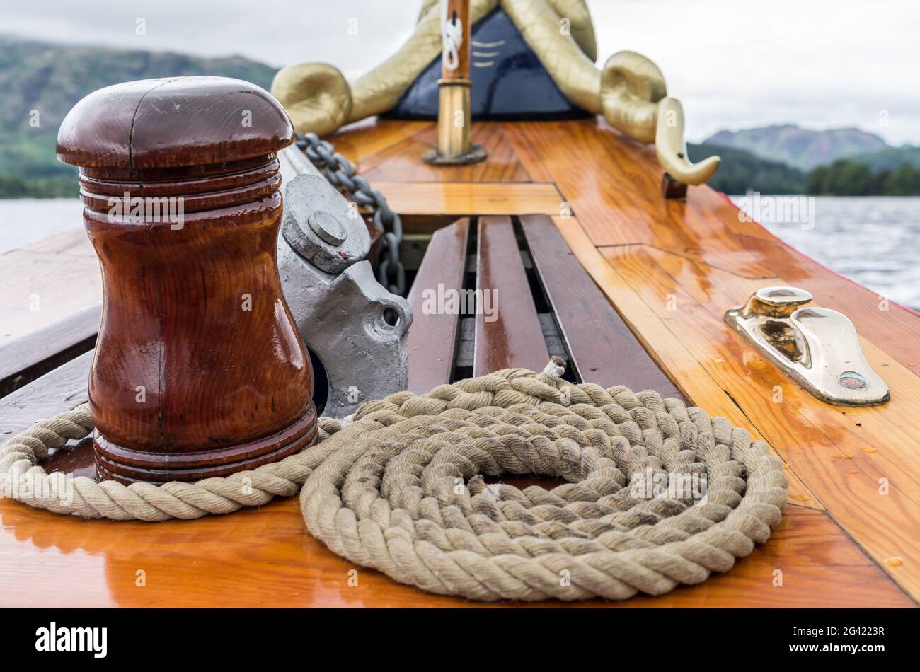 Rope on the Steam Yacht Gondola on Coniston Water Stock Photo - Alamy