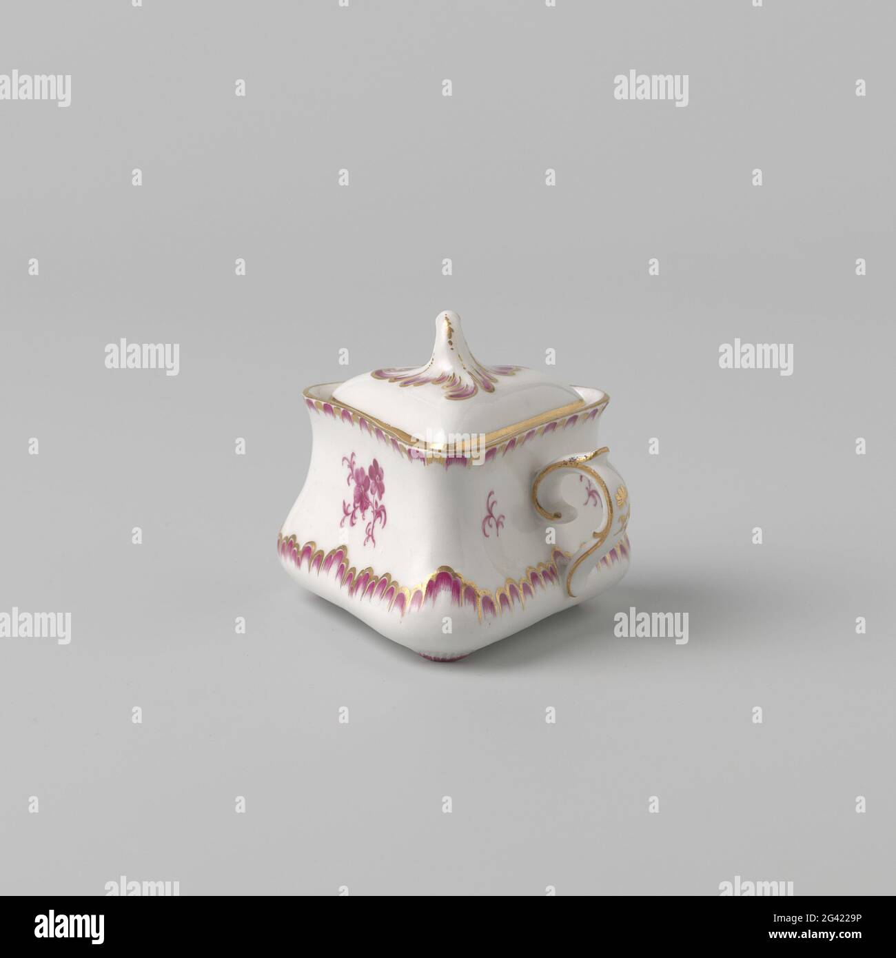Roompot, painted with flower branches. The lid knob is decorated in ...