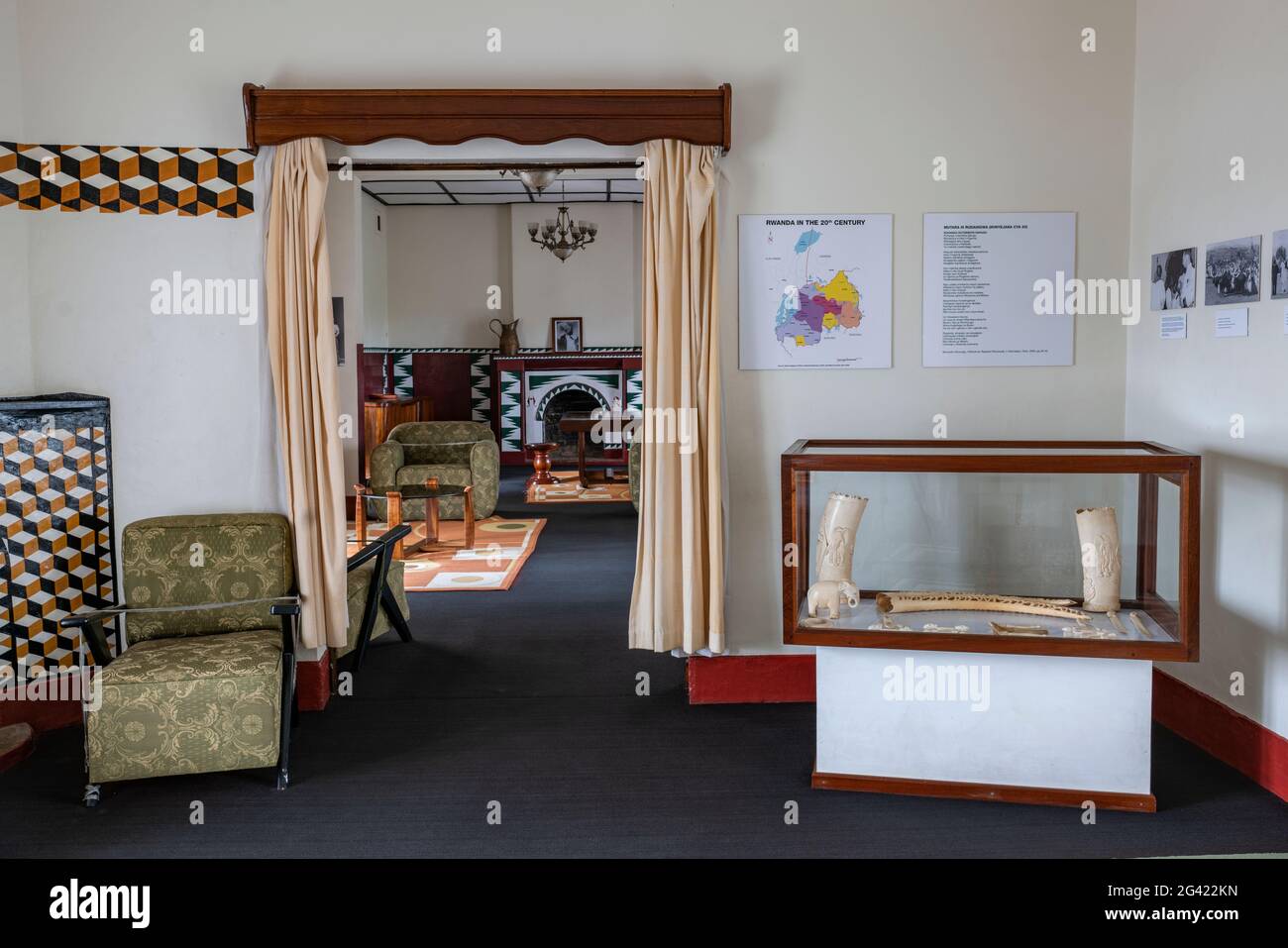 Interior view of a room in the Royal Palace Museum of King Mutara III ...