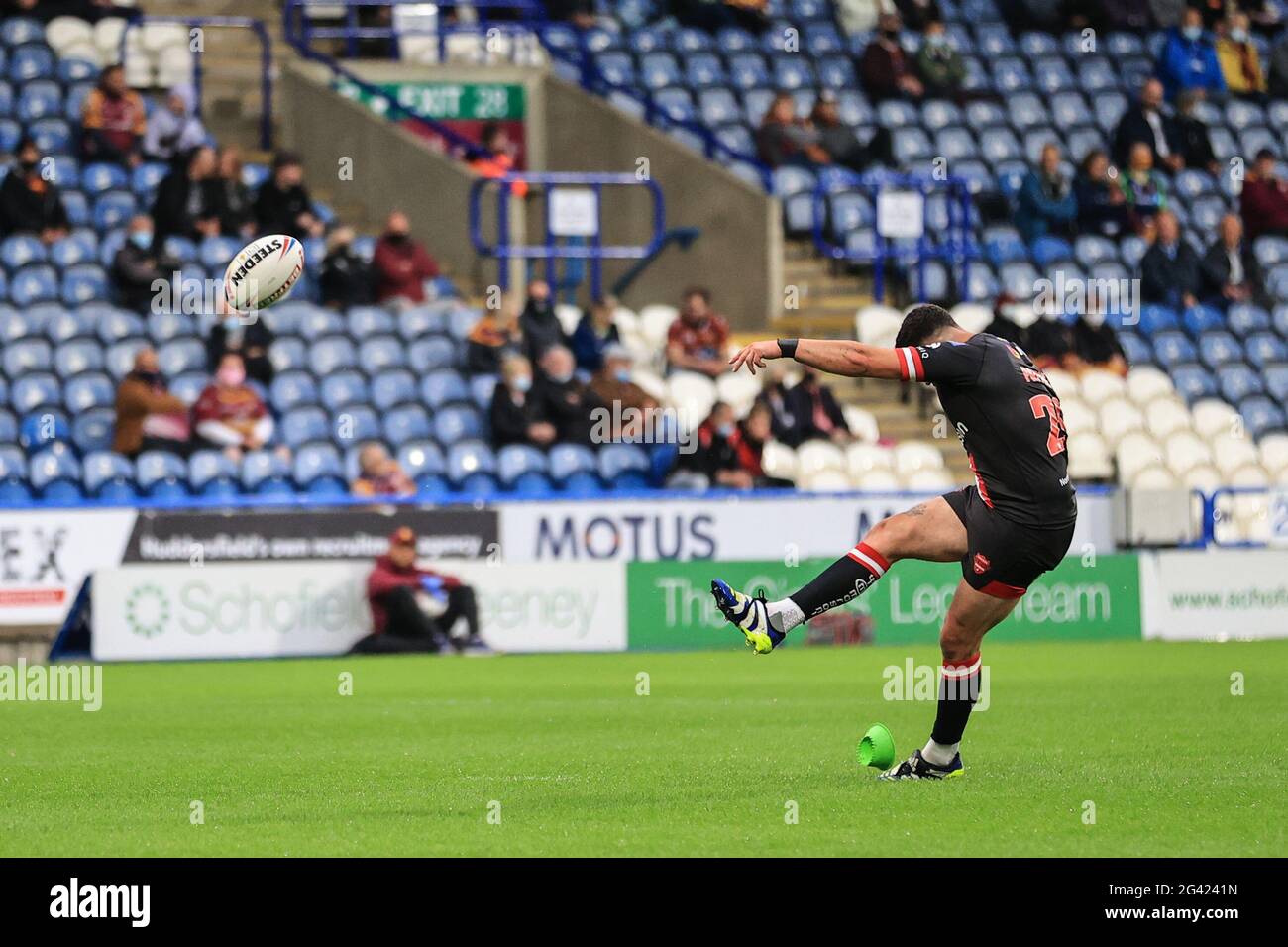 Declan Patton (29) of Salford Red Devils converts for a goal Stock ...