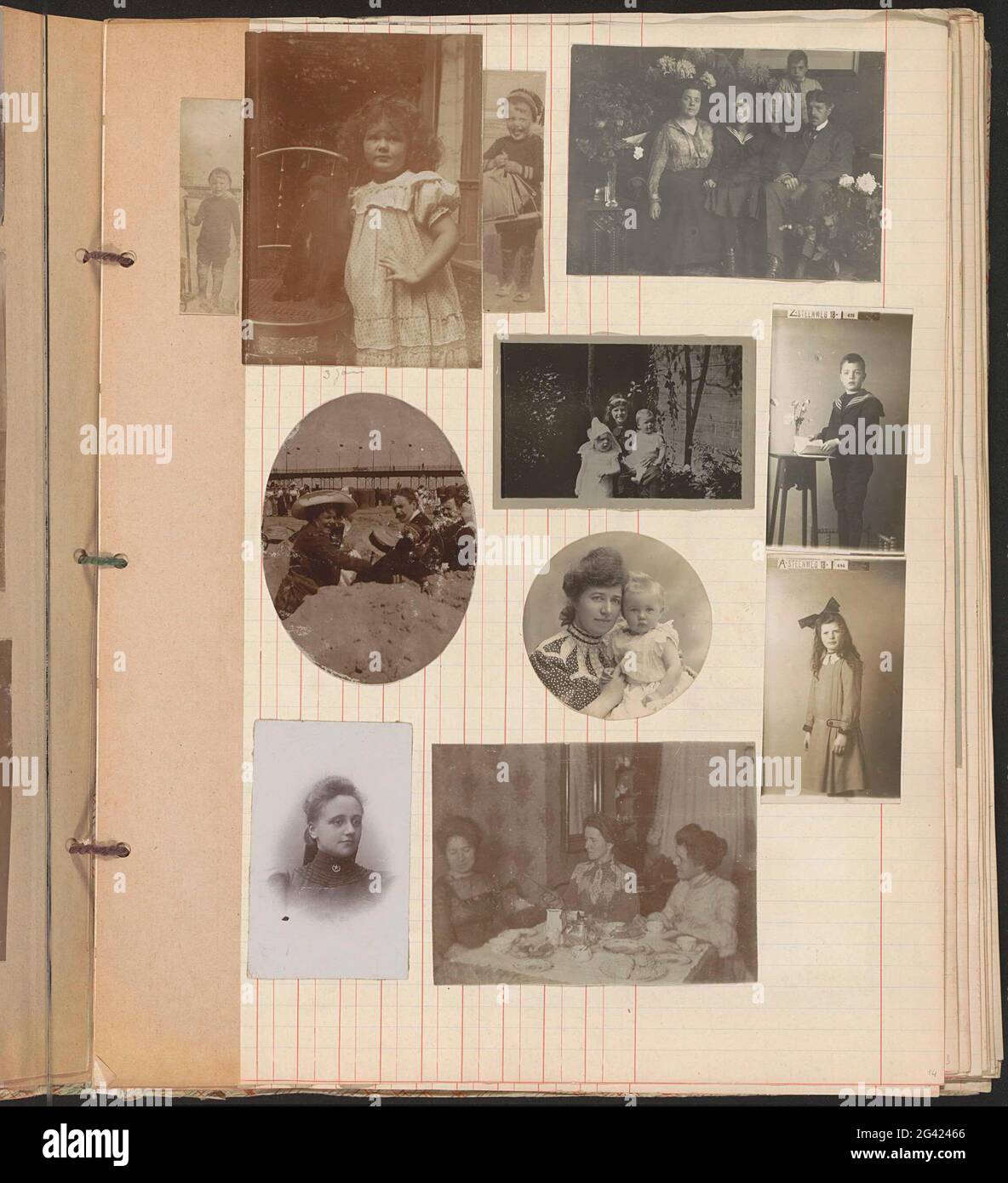 Portraits of unknown people. Album leaf with portraits of adults and ...