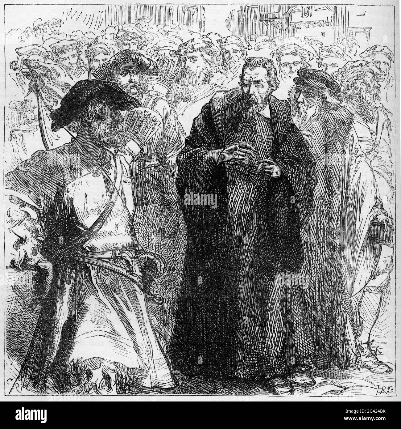 Engraving of Michael Servetus on the way to his execution after being ...