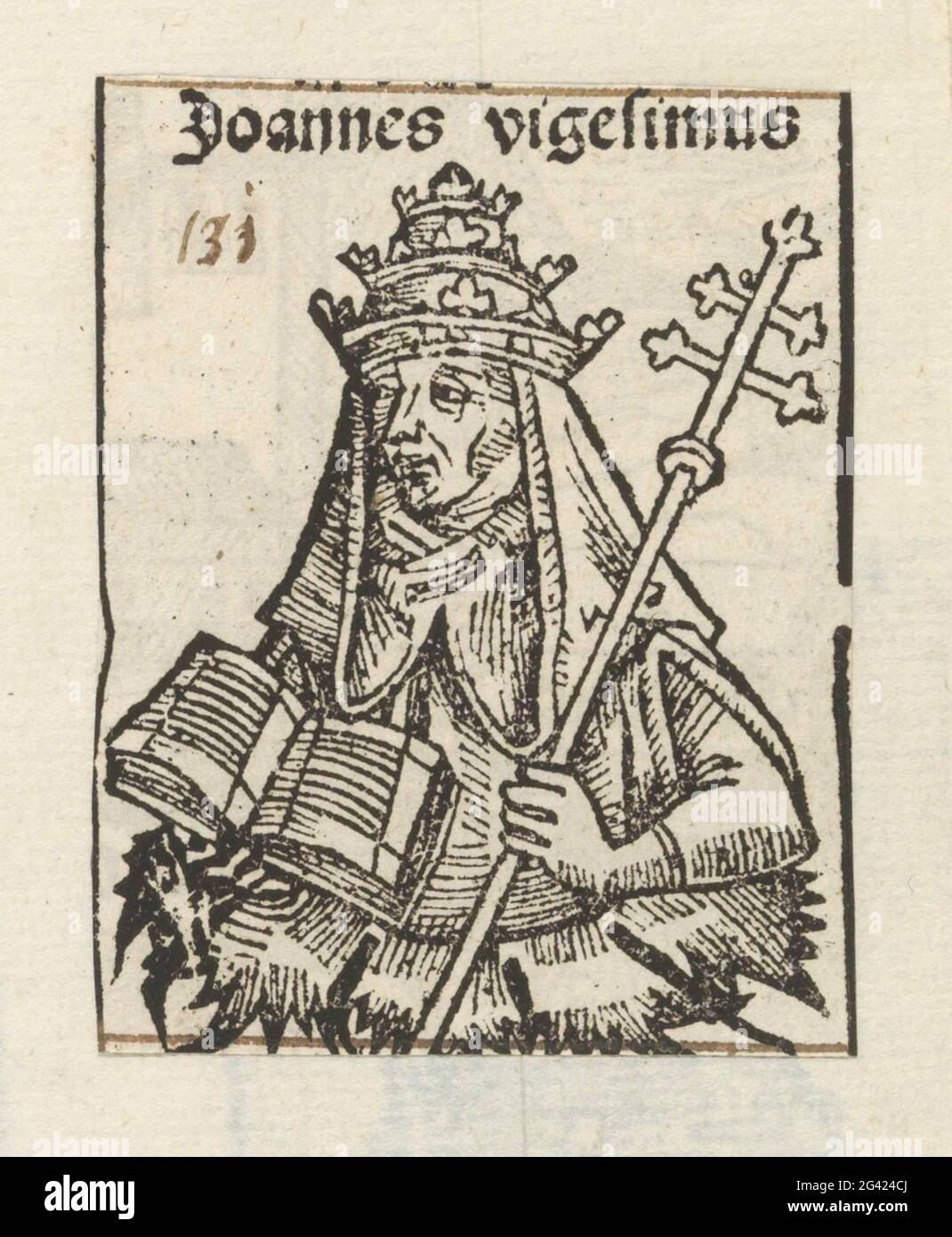 Pope John XIX; Joannes Vigesimus; Liber chronicarum. A flower celk with ...